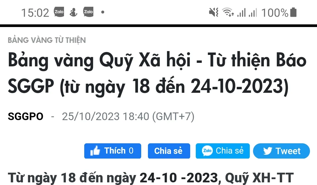 Bảng vàng Quỹ Xã hội - Từ thiện Báo SGGP (từ ngày 5 đến 11-6-2024 ...