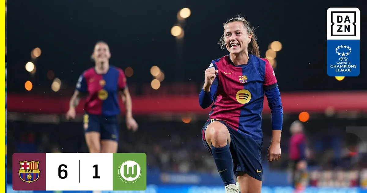 Nữ Barcelona vs Nữ Wolfsburg 6-1 (10-2): Paralluelo, Pina đua tài ghi cú đúp, Brugts, Leon góp ...