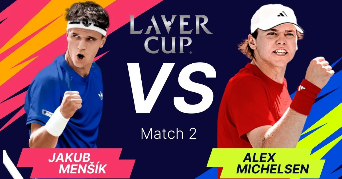 Alex Michelsen vs Jakub Mensik 1-6, 7(7)-6(3), 8-10: Hạ Michelsen, Mensik giúp đội châu Âu dẫn 2 ...