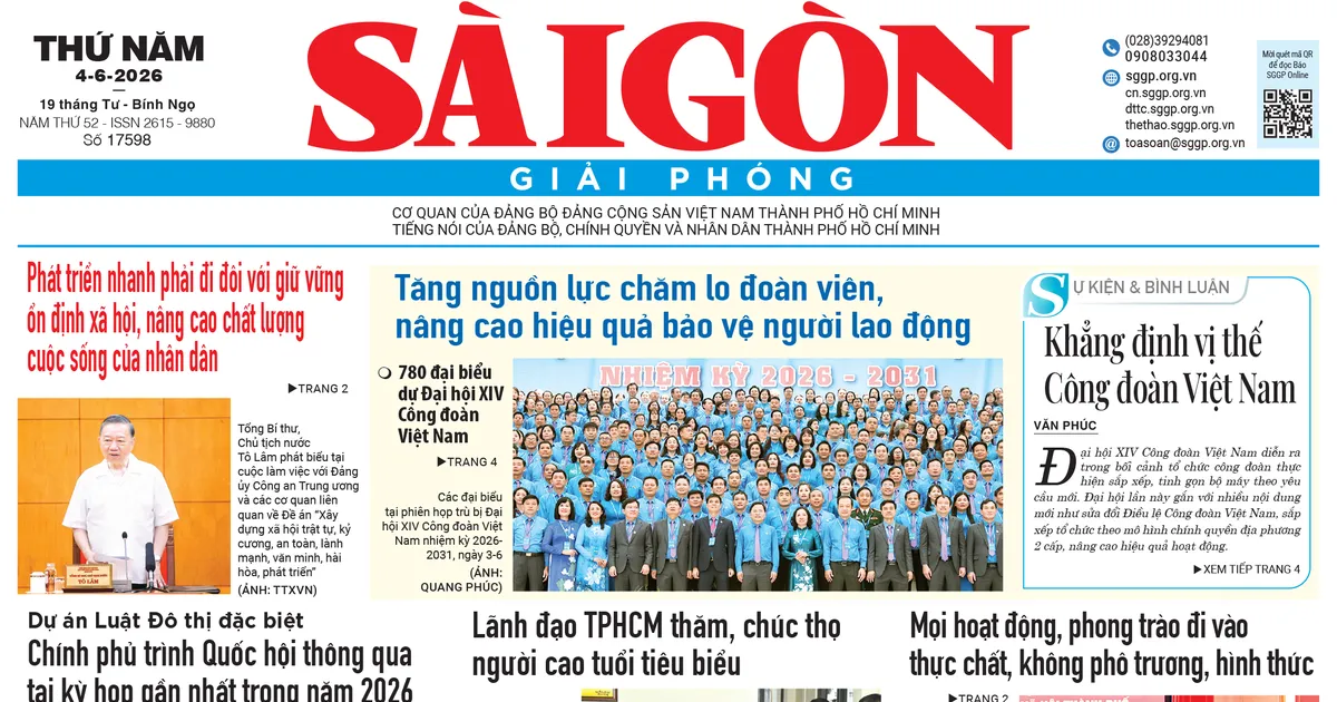 Báo Sài Gòn Giải Phóng ngày 4/6/2026 | BÁO SÀI GÒN GIẢI PHÓNG