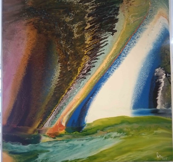 Finger-painting artist displays art works in Da Lat